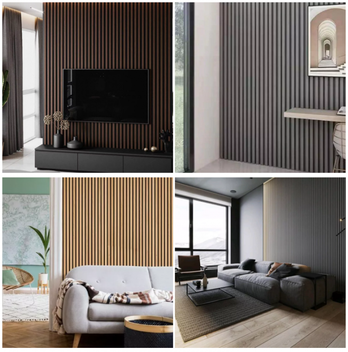 Interior Waterproof Wood Grain Laminated PVC WPC Wall Panels Designs Decor
